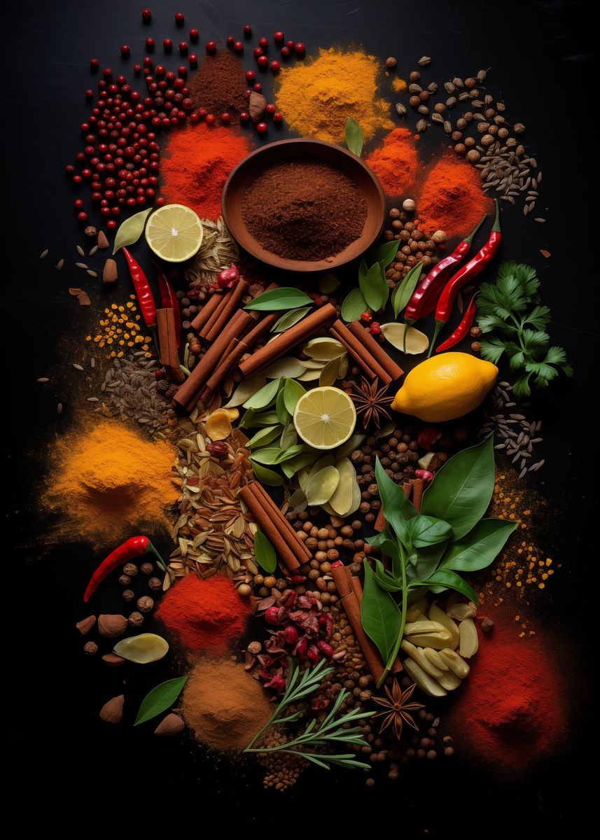 'Spices Food and Kitchen' Poster, picture, metal print, paint by Aidan ...