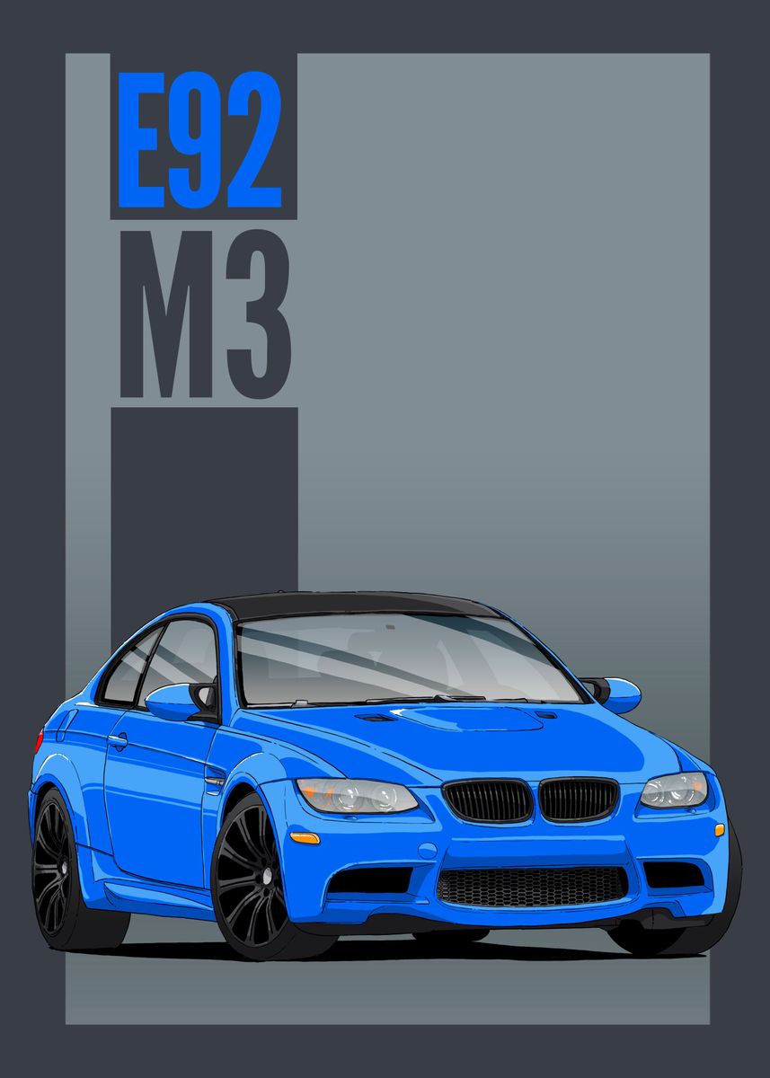 'BMW M3 E92' Poster, picture, metal print, paint by ND Fat | Displate