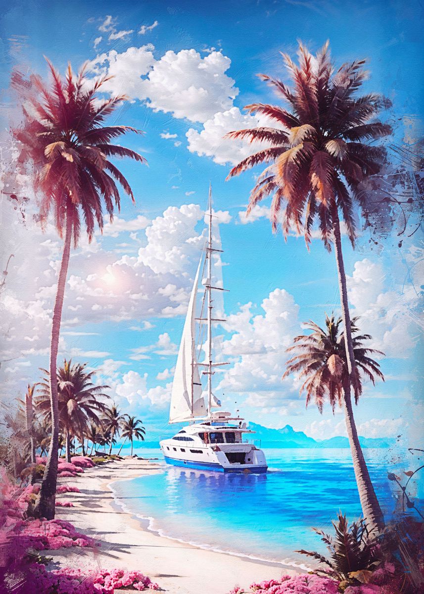'Tropical Sails' Poster, picture, metal print, paint by FlyingBlade ...