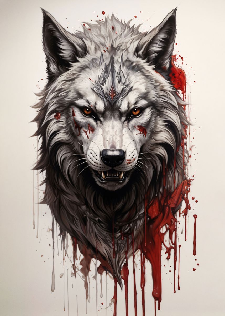 'Blood Wolf' Poster, picture, metal print, paint by FlyingBlade | Displate