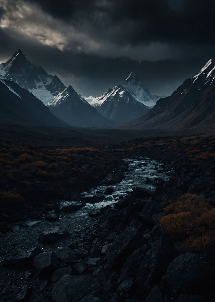 'Mystique Moody Mountains' Poster, picture, metal print, paint by ...