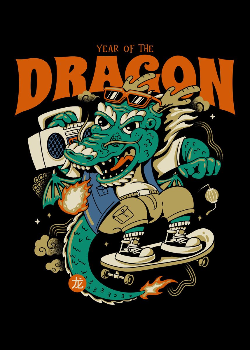 'Year of The Funky Dragon' Poster, picture, metal print, paint by ...