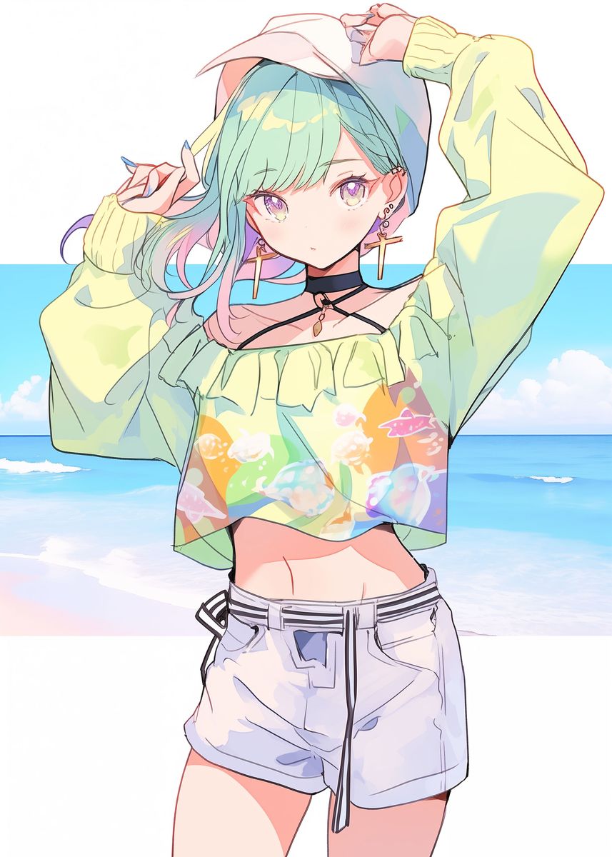 'Cute Anime Girl' Poster, picture, metal print, paint by Finnick | Displate