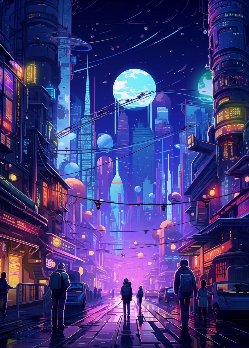 'Cyberpunk Night City' Poster, picture, metal print, paint by Conor ...