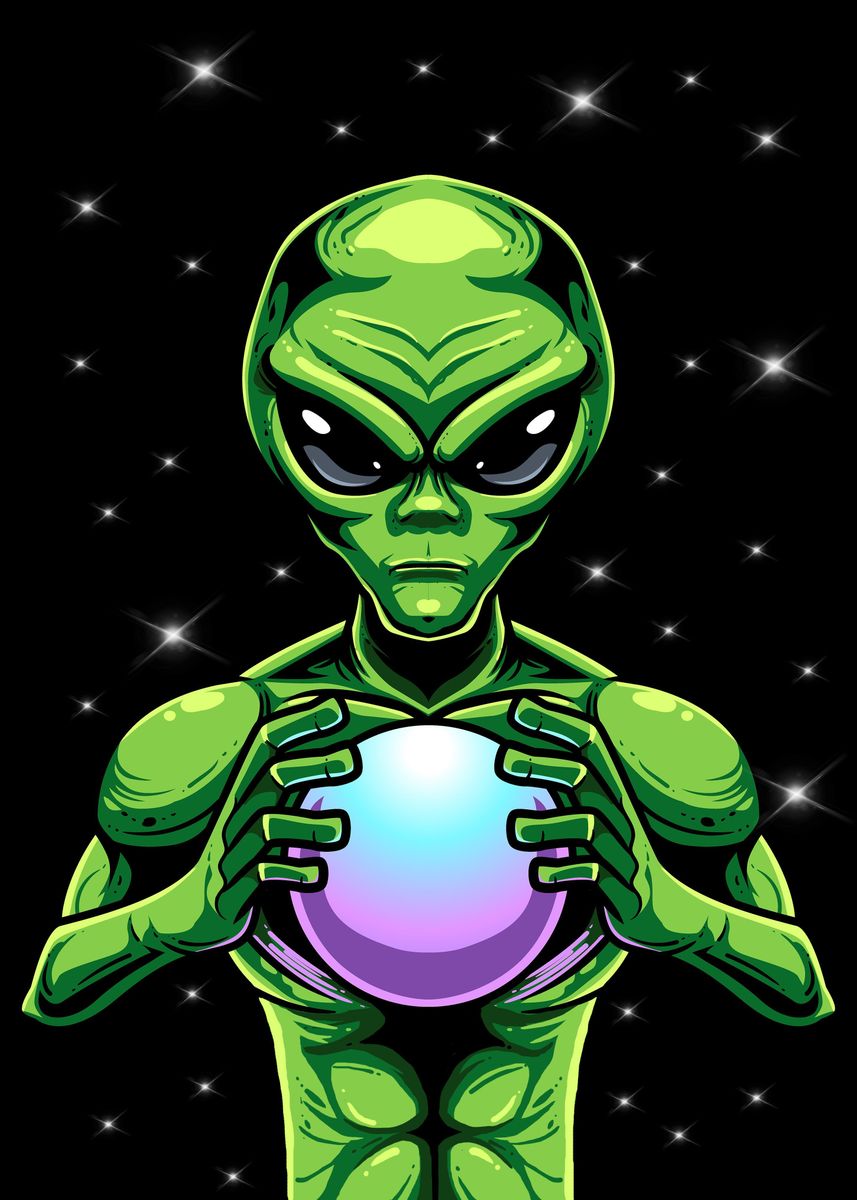 'alien holding ball' Poster, picture, metal print, paint by Dhoni ...