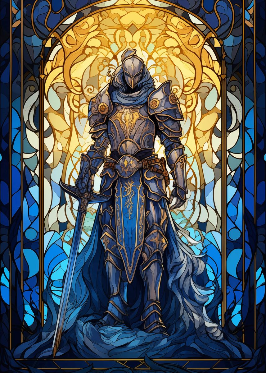 'Knight Stained Glass' Poster, picture, metal print, paint by Aidan ...