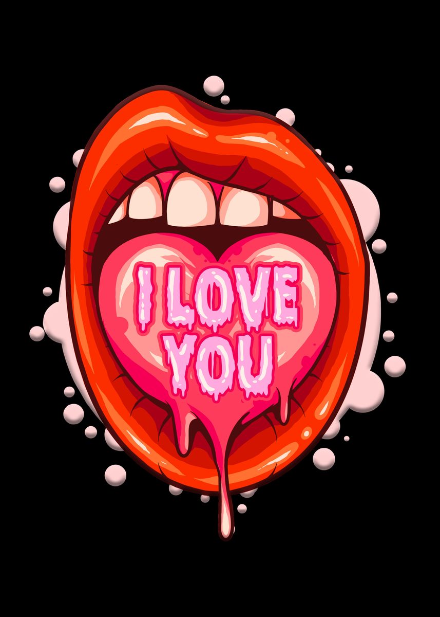 'i love lips' Poster, picture, metal print, paint by Gab Fernando ...
