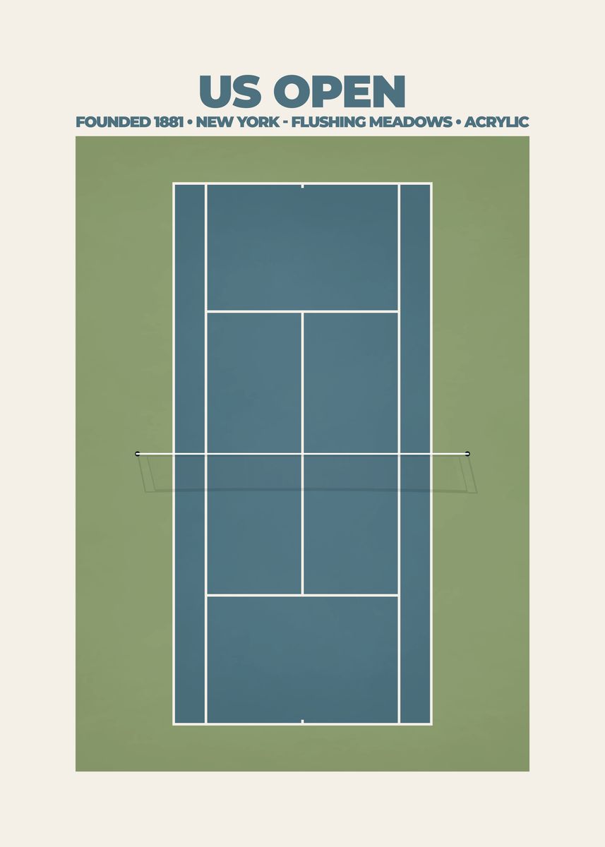 'US Open Tennis Court' Poster, picture, metal print, paint by aio ...