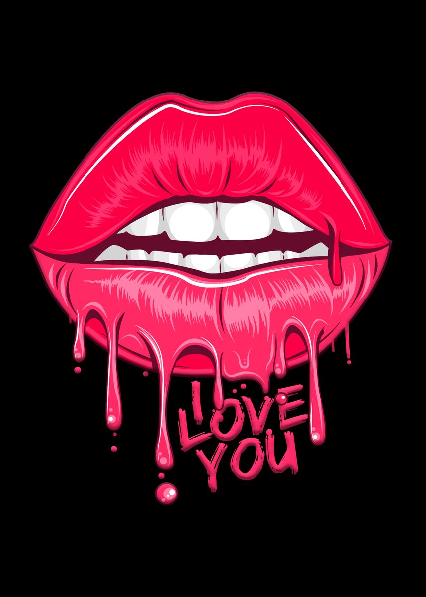 'i love lips' Poster, picture, metal print, paint by Gab Fernando ...