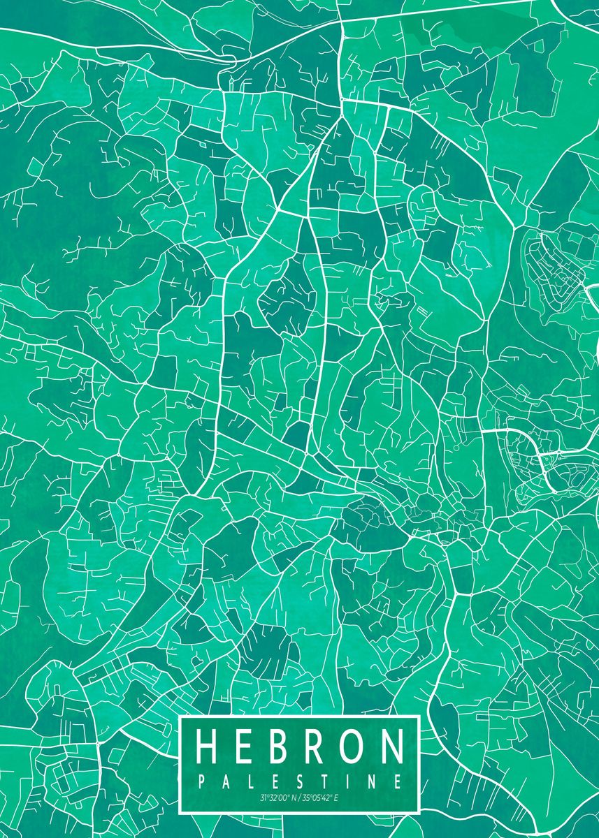 'Hebron City Map Watercolor' Poster, picture, metal print, paint by ...