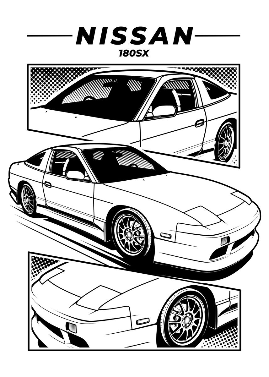 'NISSAN 180SX' Poster, picture, metal print, paint by Deeo | Displate
