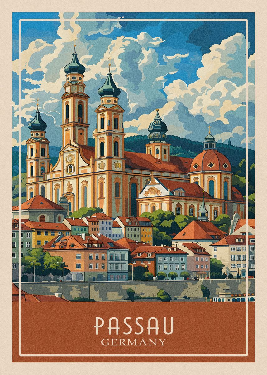 'Passau Germany' Poster, picture, metal print, paint by Travel Studio ...