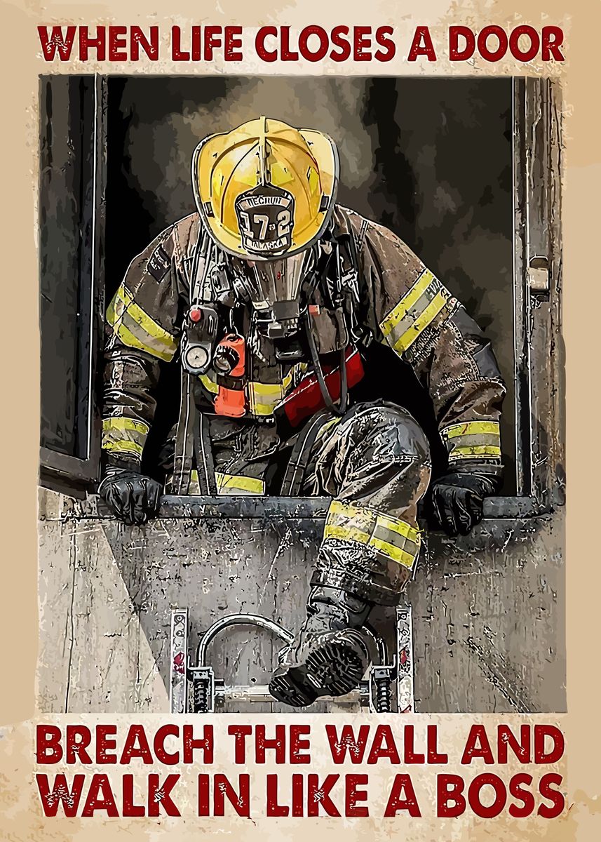 'Firefighter' Poster, picture, metal print, paint by Tiago Lay | Displate