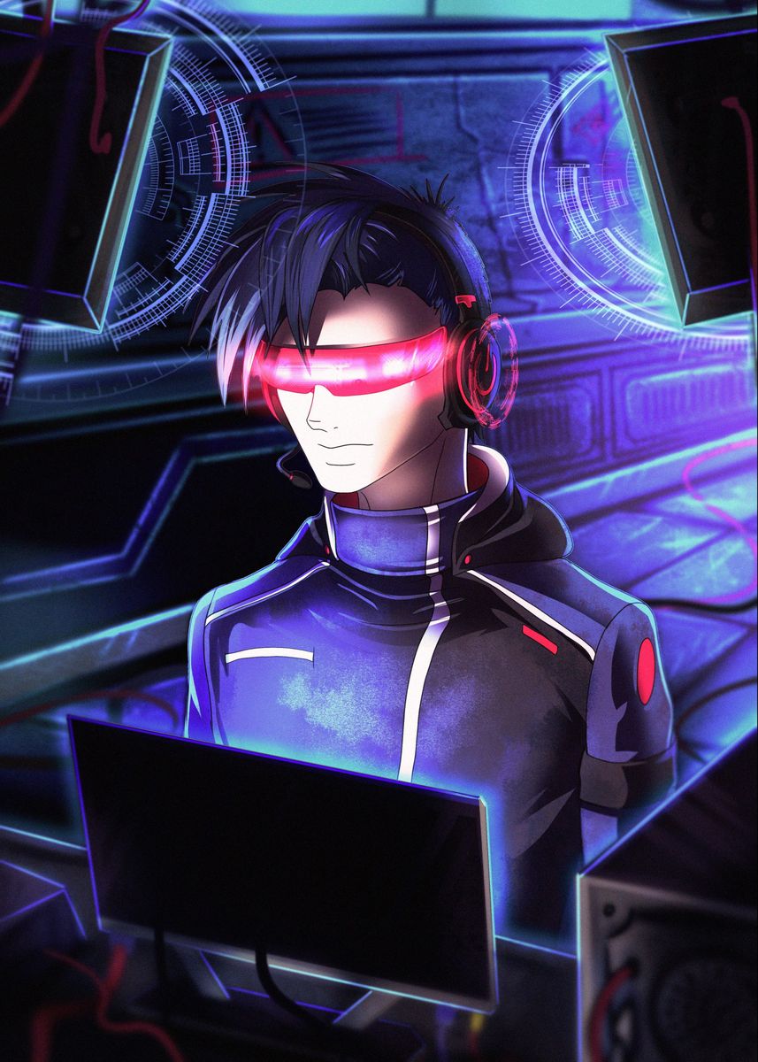 'Hacker Man' Poster, picture, metal print, paint by Dark Poster | Displate