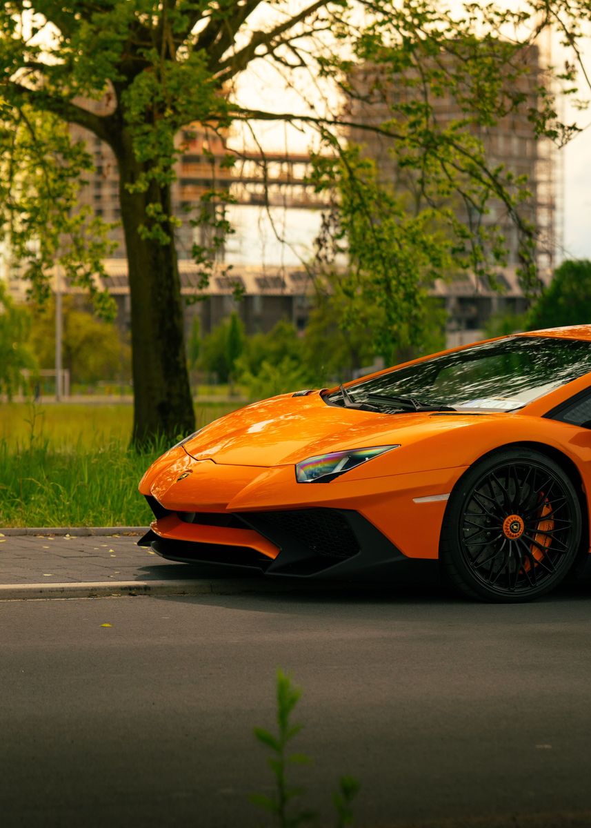 'Orange Car Front Shot' Poster, picture, metal print, paint by Nils ...