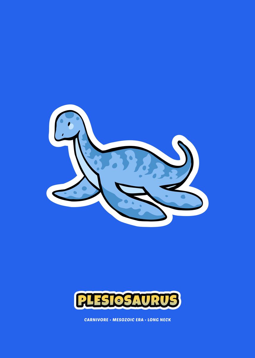 'Cute Plesiosaurus' Poster, picture, metal print, paint by ...