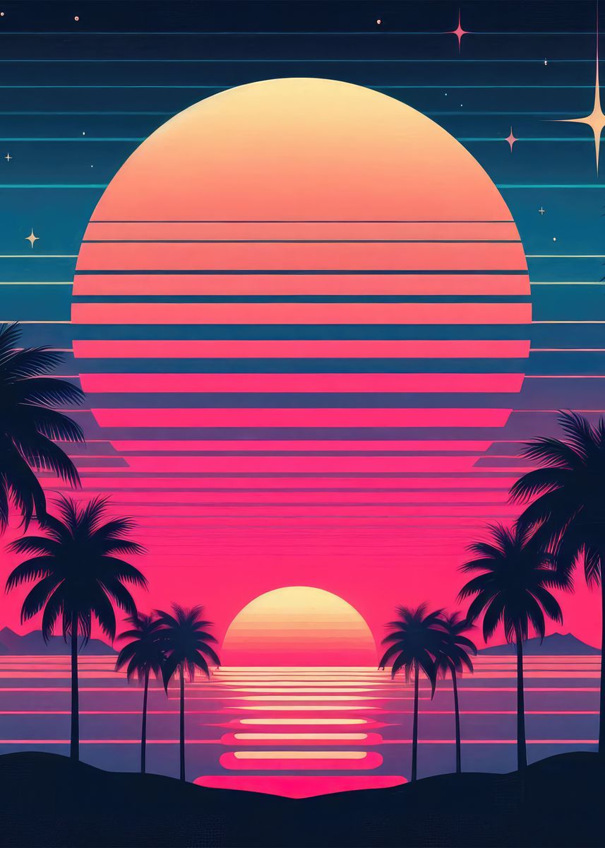 'Retrowave V2' Poster, picture, metal print, paint by Art Fundamentals ...