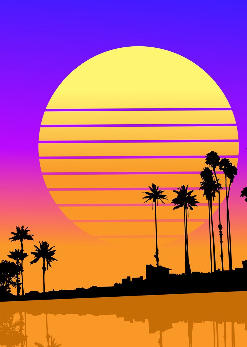 'Summer synthwave' Poster, picture, metal print, paint by ipart id ...