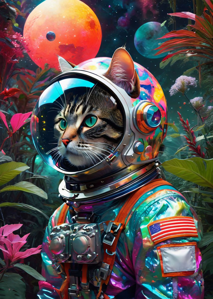 'Astro Cat' Poster, picture, metal print, paint by KingTail Designs ...