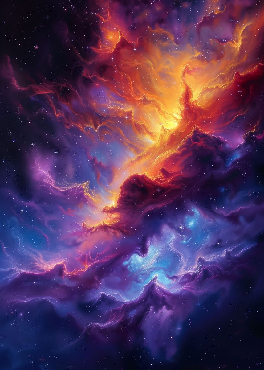 'Battle of colors Nebula' Poster, picture, metal print, paint by ...