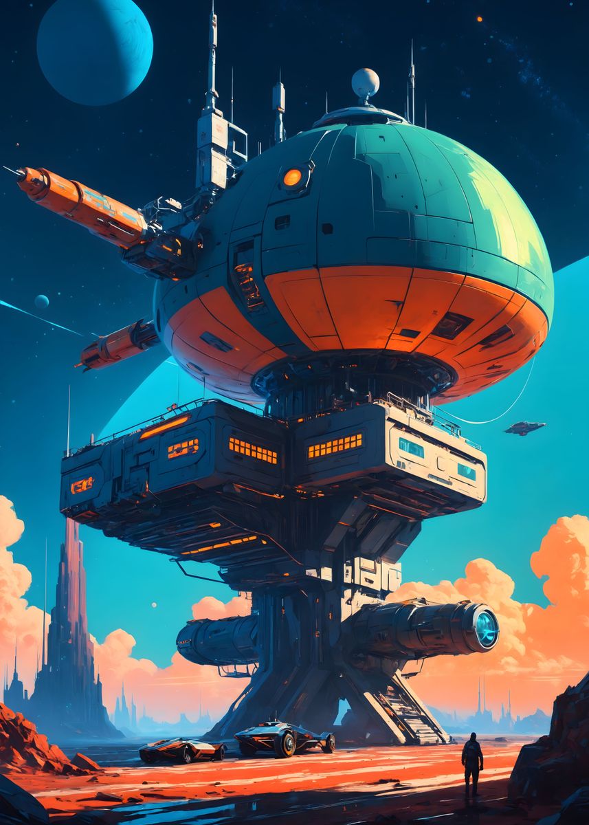 'Space Station' Poster, picture, metal print, paint by Kuikexx | Displate