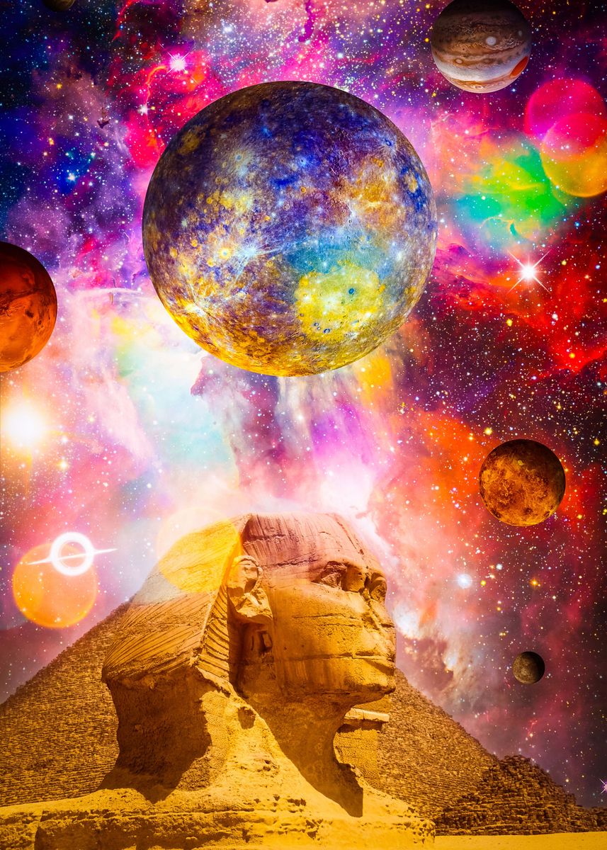 'Egypt Pharaoh Sphinx Space' Poster, picture, metal print, paint by Gen ...