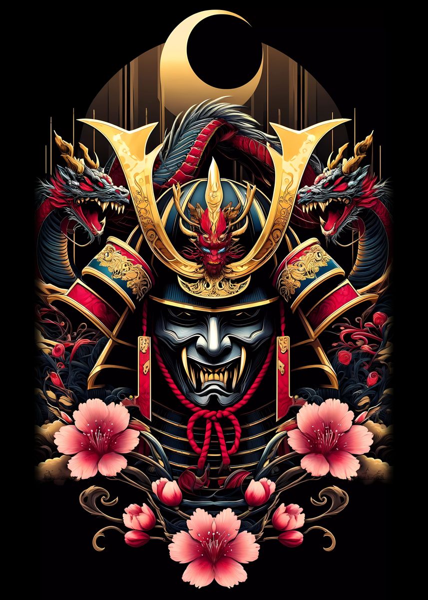 'Traditional Samurai Mural' Poster, picture, metal print, paint by ...