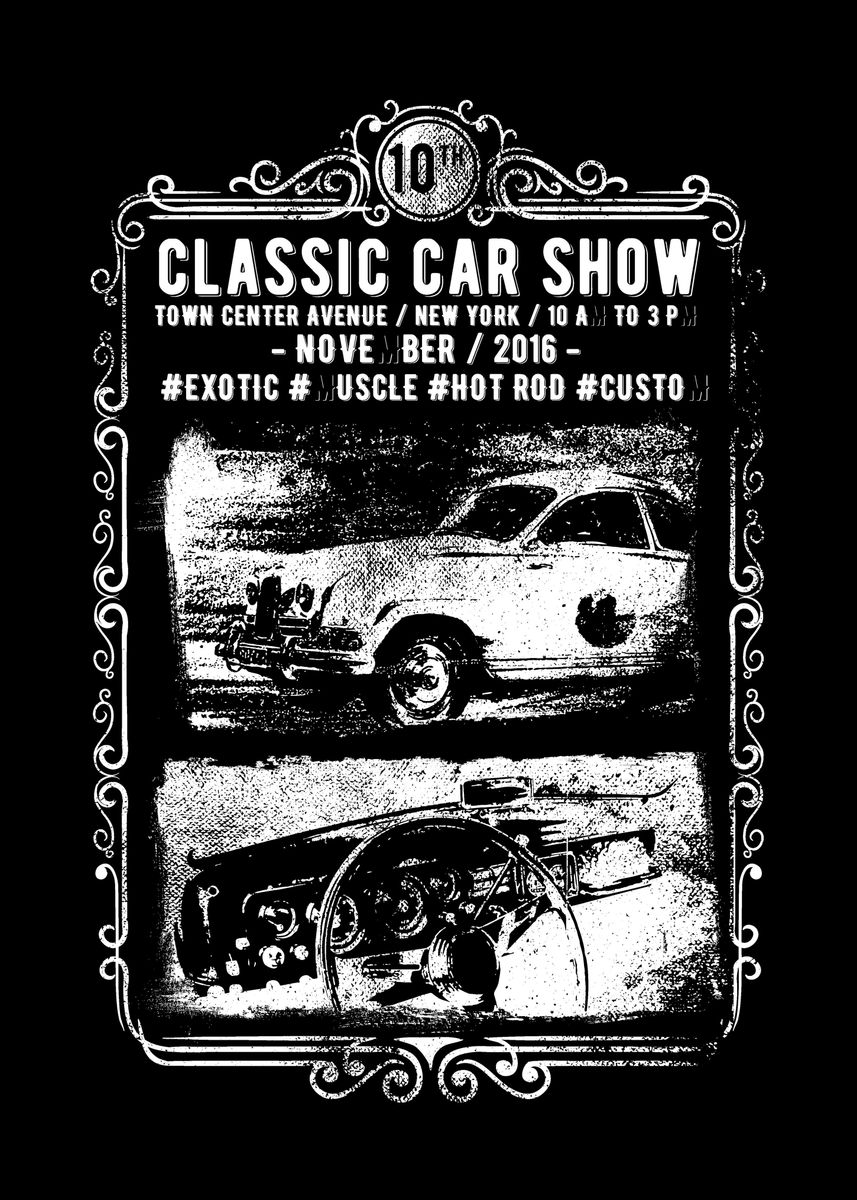 'classic car show' Poster, picture, metal print, paint by Yacoub Al ...