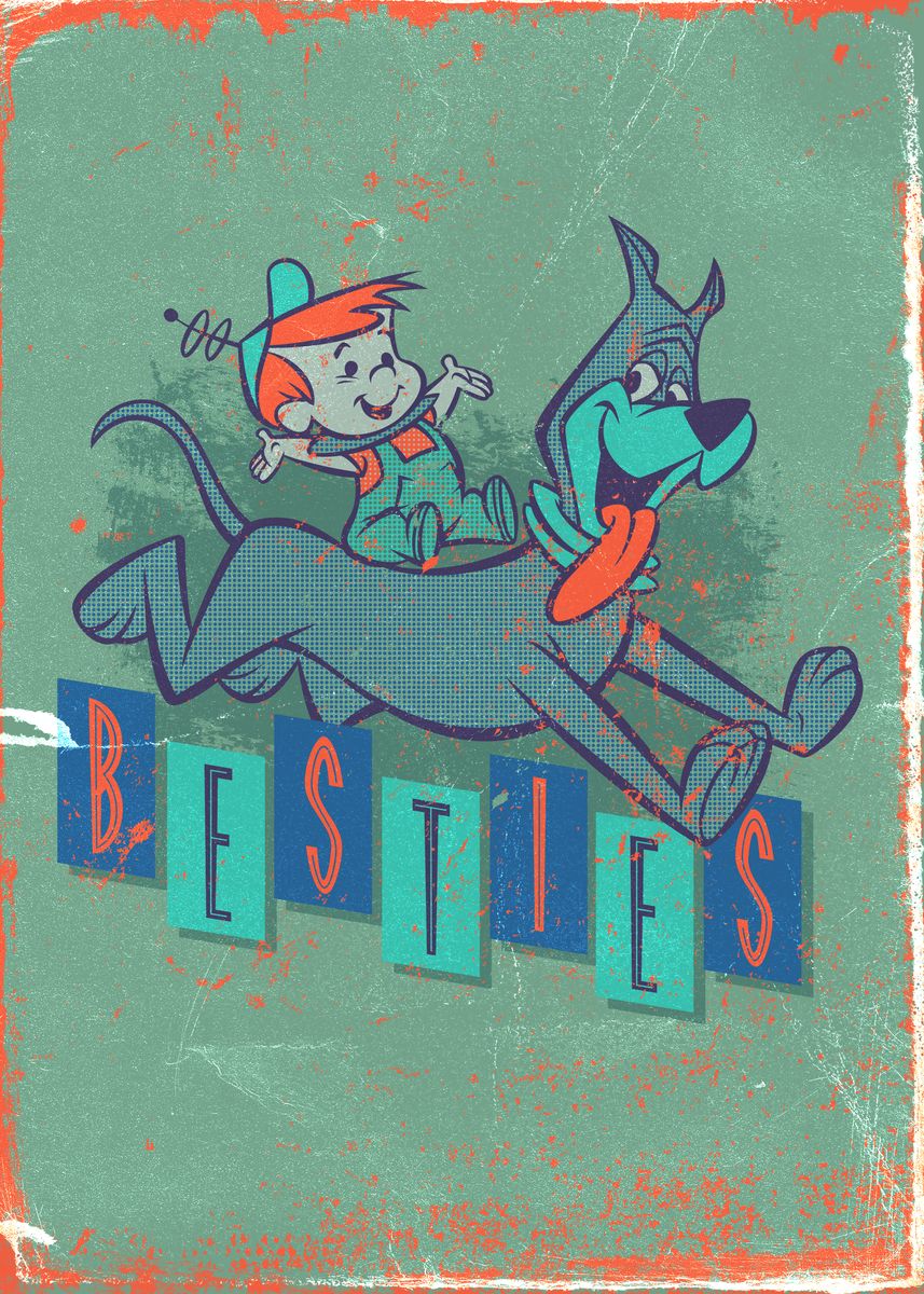 'Besties' Poster, picture, metal print, paint by Hanna Barbera | Displate