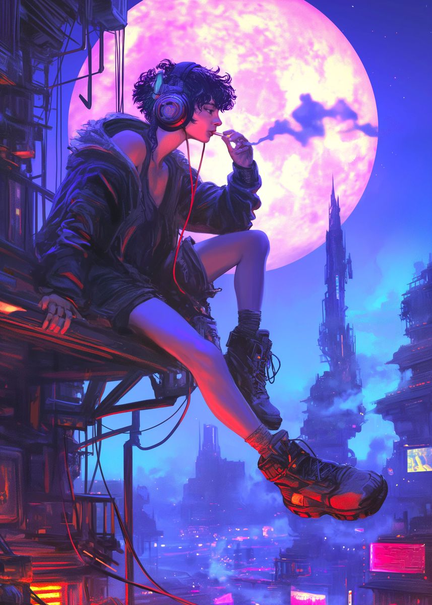 'Cyberpunk Street Girl' Poster, picture, metal print, paint by ...
