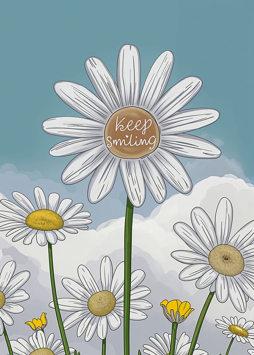 'Keep Smiling Daisies' Poster, picture, metal print, paint by Mark ...