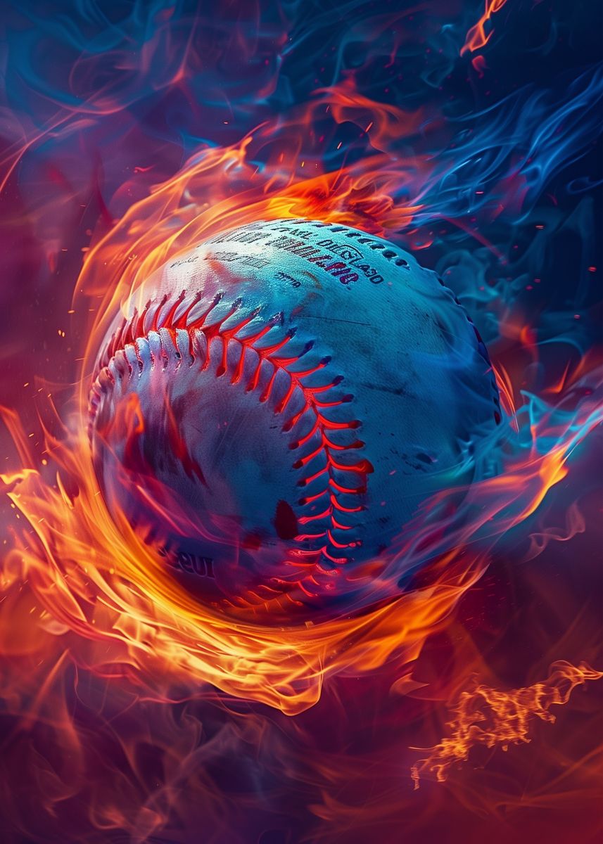 'Fire Baseball Ball' Poster, picture, metal print, paint by Drews ...