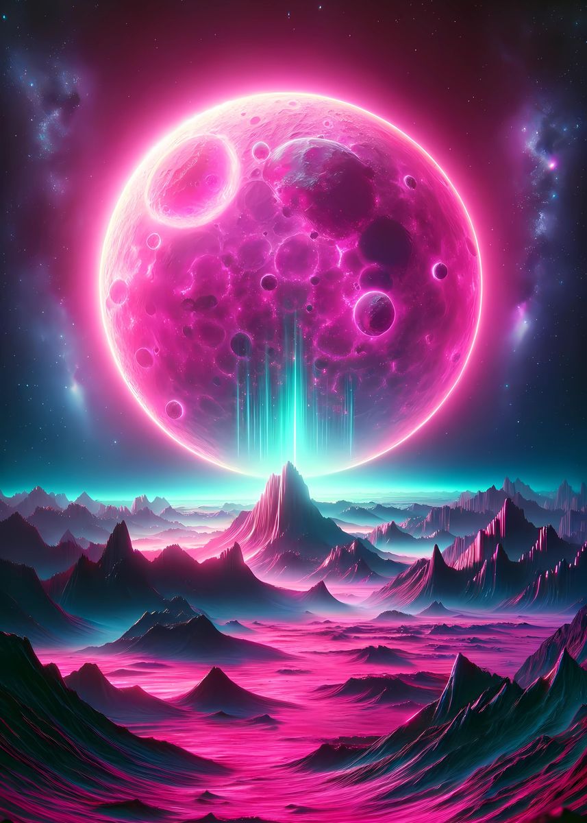 'Pink Moon' Poster, picture, metal print, paint by Dystopian Artwork ...