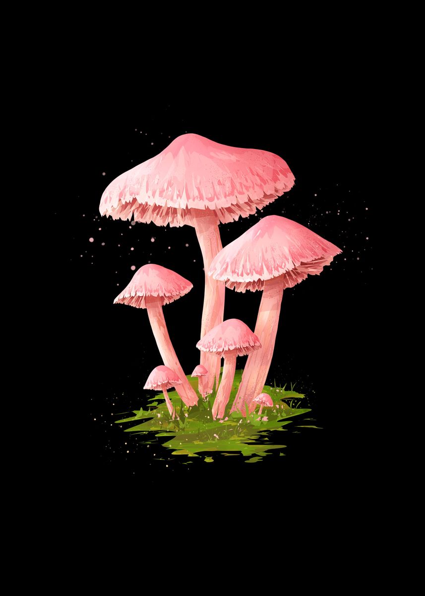 'Mushroom Mycena Rosea' Poster, picture, metal print, paint by Lynn ...