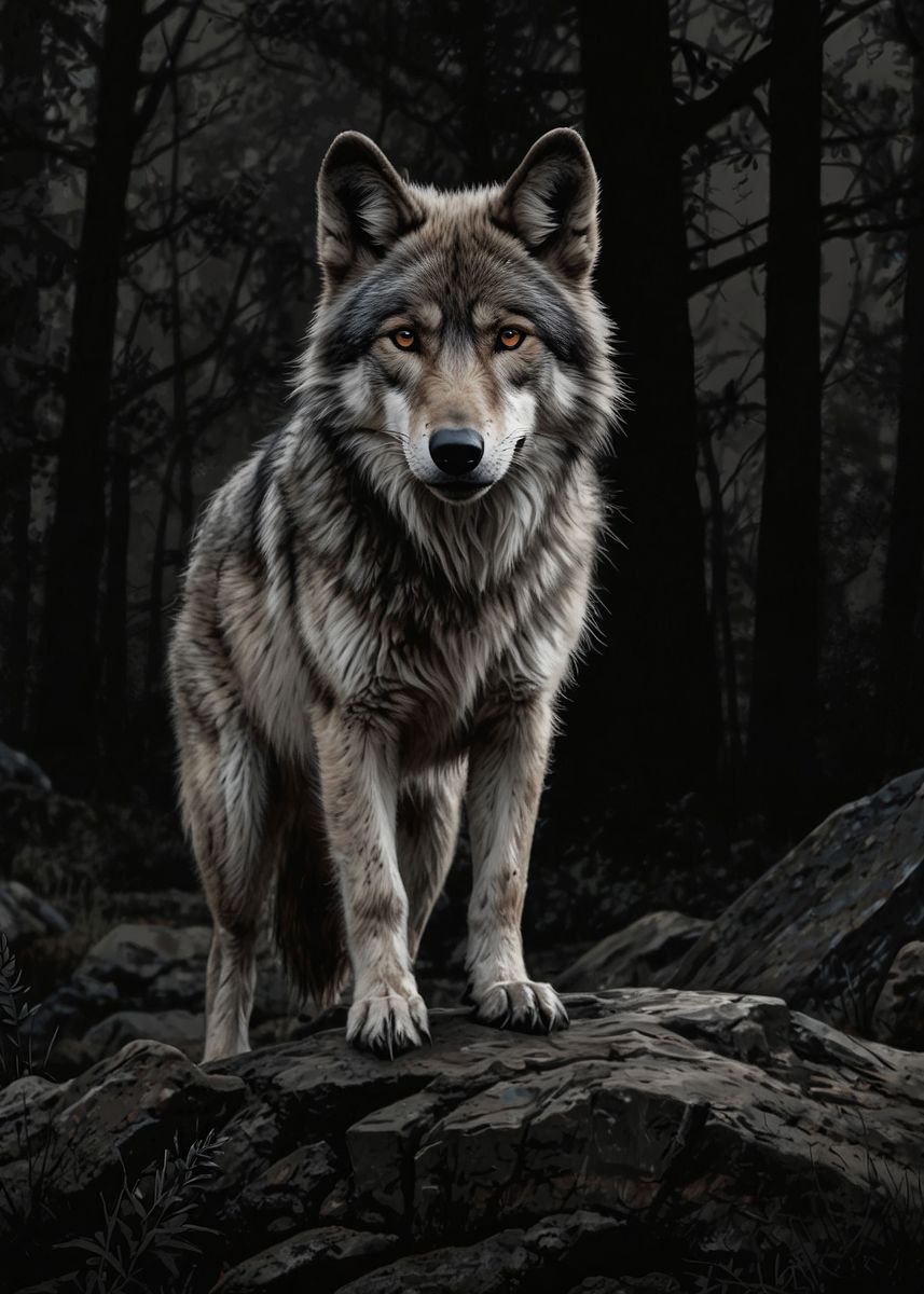 'Wolf Silent Sentinel' Poster, picture, metal print, paint by Shamoon ...