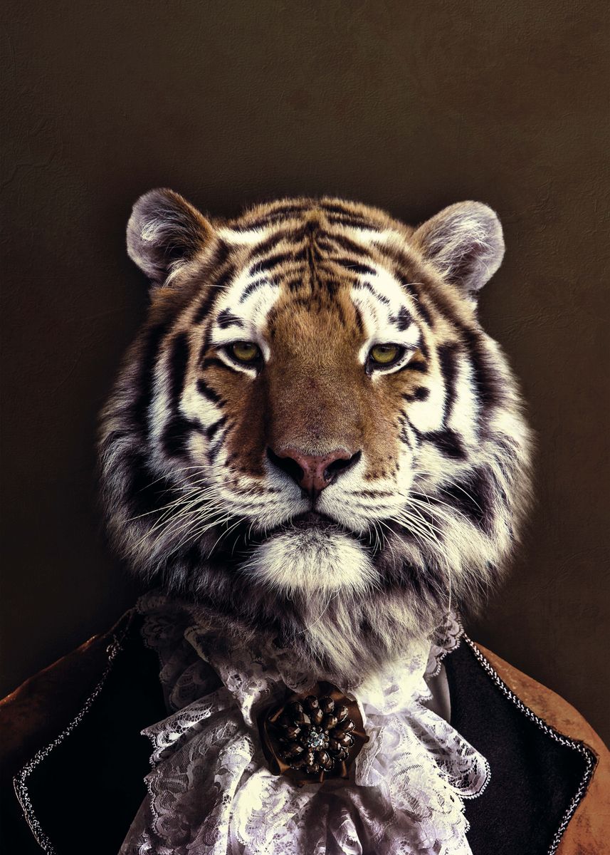 'Classy Tiger No2' Poster, picture, metal print, paint by Wouter Rikken ...