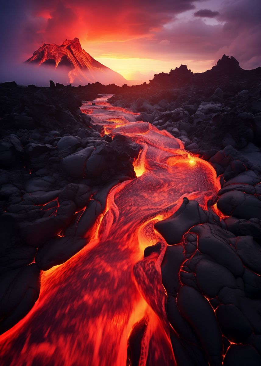 ' Lava Mountain Magma' Poster, picture, metal print, paint by PODLOUSY ...