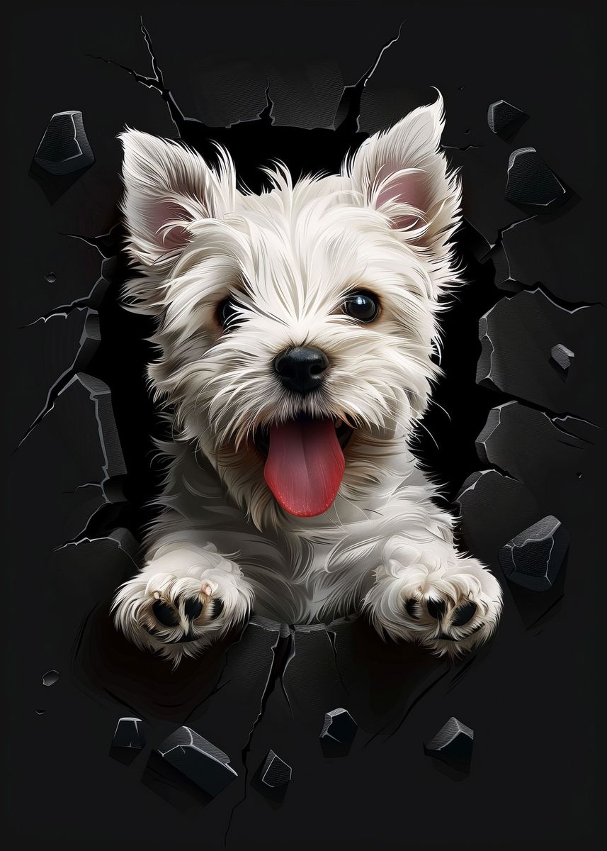 'West Highland Terrier Dog' Poster, picture, metal print, paint by ...