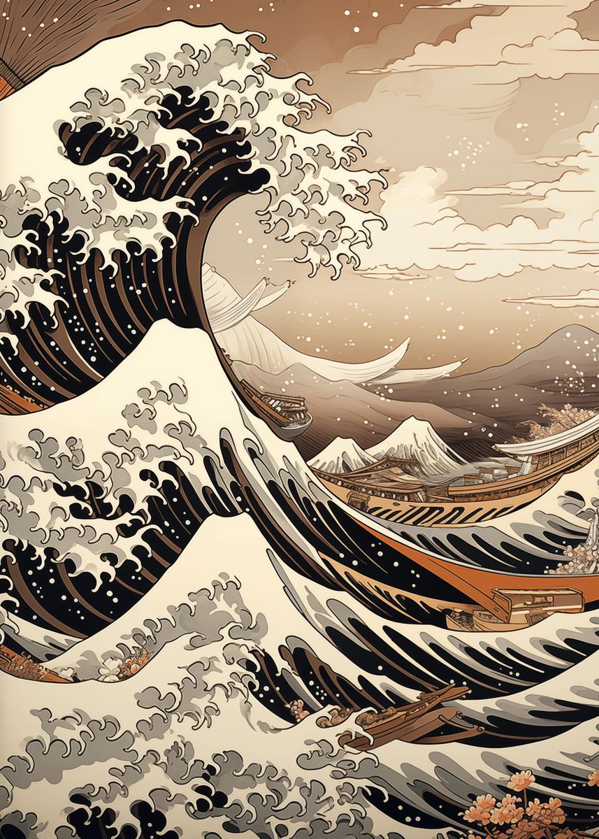 'Big Wave Beach' Poster, picture, metal print, paint by PODLOUSY | Displate