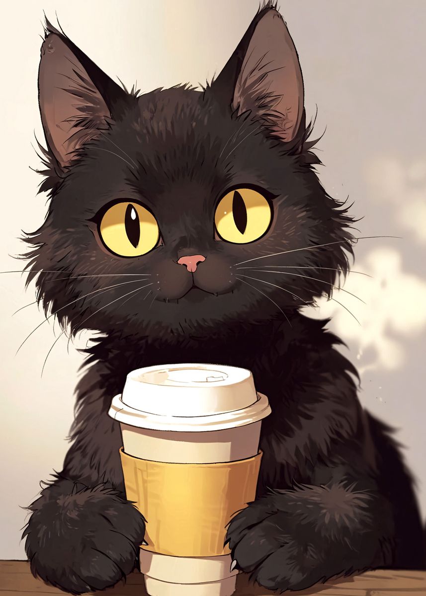 'Paws and Coffee' Poster, picture, metal print, paint by Shamoon ...