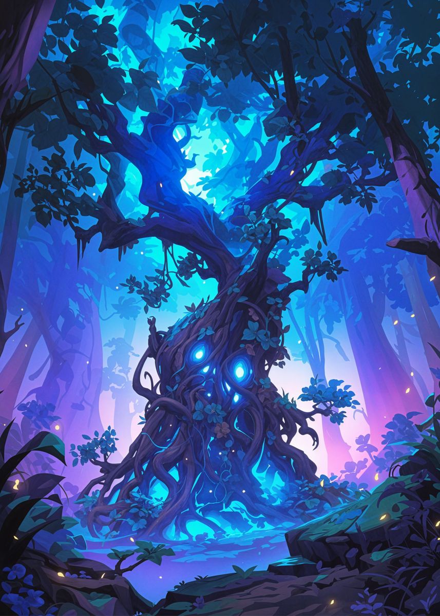 'Blue Magical Tree' Poster, picture, metal print, paint by SuperNova ...