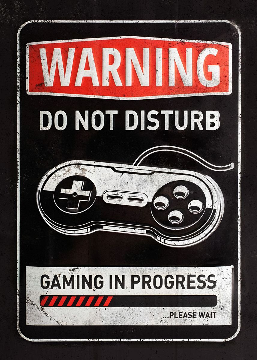 'Gaming Warning Sign Retro ' Poster, picture, metal print, paint by Pop ...