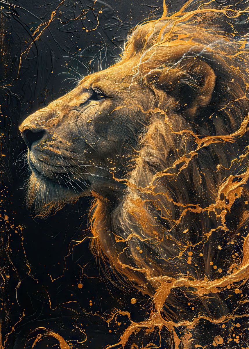 'Majestic Lion' Poster, picture, metal print, paint by Jerhus | Displate