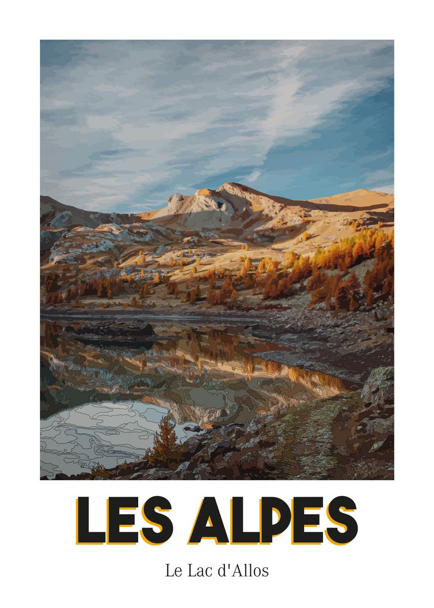 'Allos Lake' Poster, picture, metal print, paint by Erwan MAITRE | Displate
