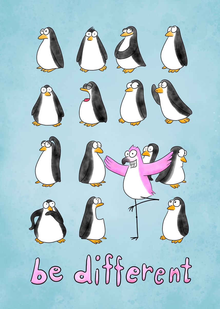 'Be Different' Poster, picture, metal print, paint by SuRReal3D | Displate