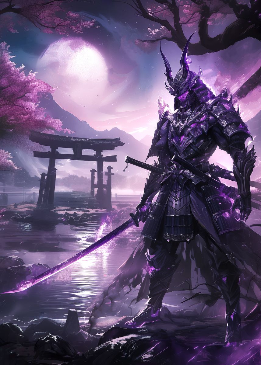 'Samurai at Torii Gate' Poster, picture, metal print, paint by ...