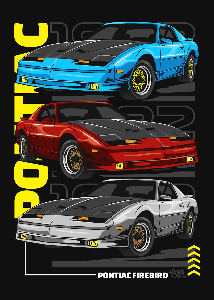 'Retro Firebird Muscle Car' Poster, picture, metal print, paint by Adam ...