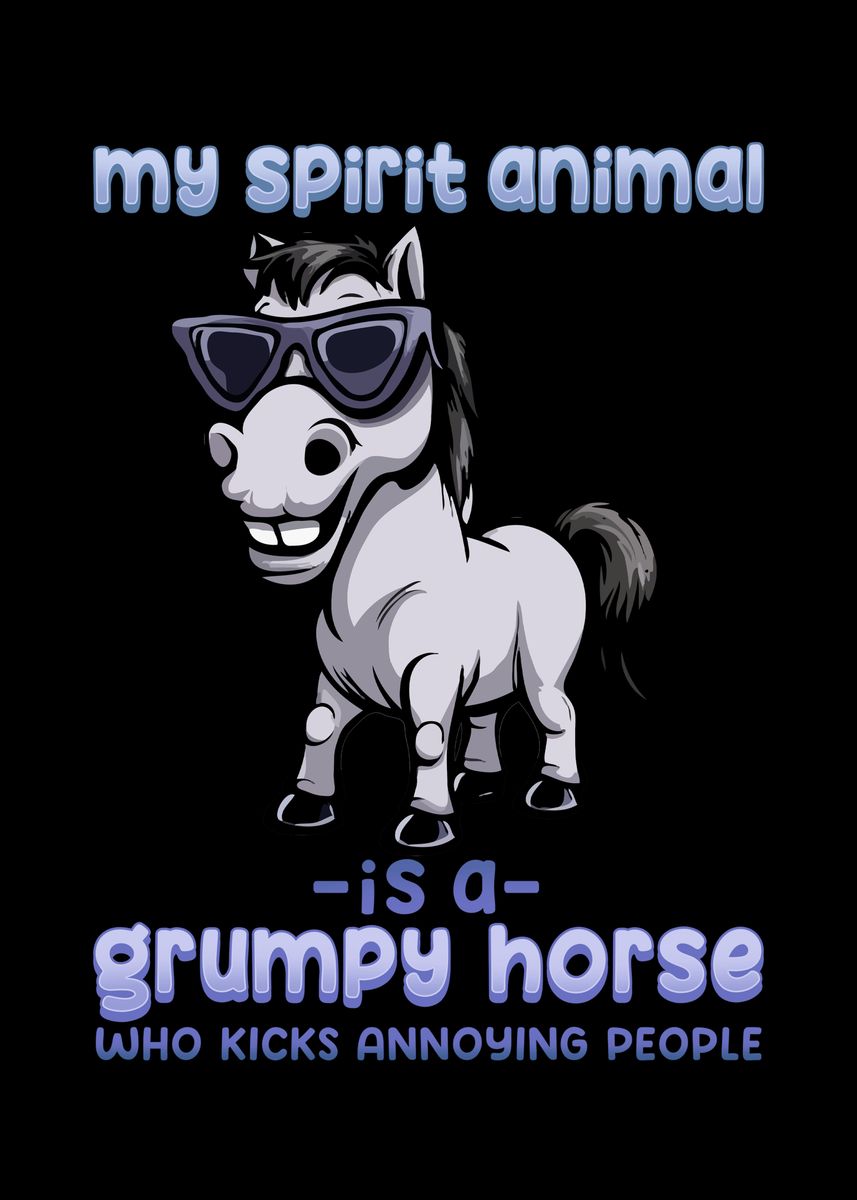'Grumpy Horse' Poster, picture, metal print, paint by biNutz | Displate
