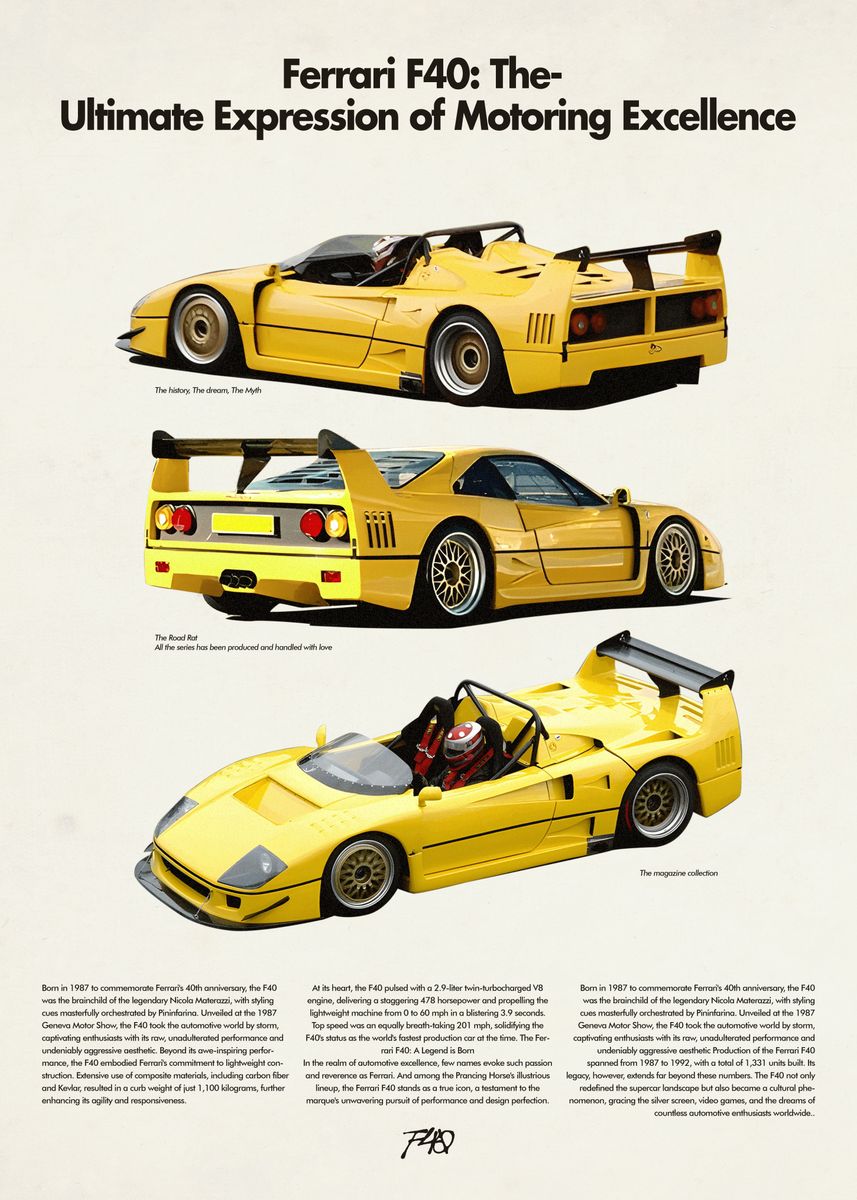 'Ferrari F40 Magazine' Poster, picture, metal print, paint by Aliigal ...