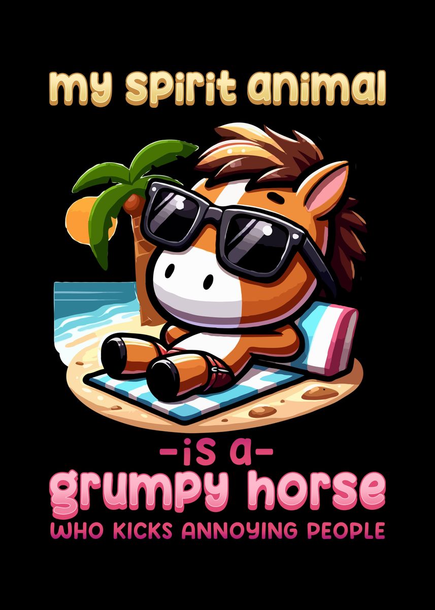 'Grumpy Horse' Poster, picture, metal print, paint by biNutz | Displate